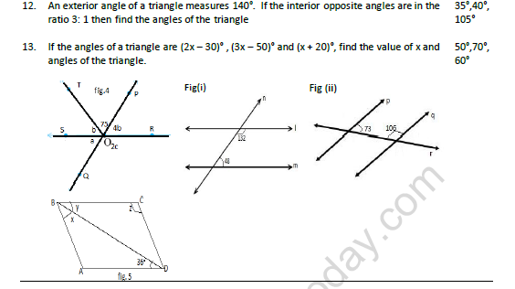 CBSE Class 9 Mathematics Lines and Angles Worksheet Set B